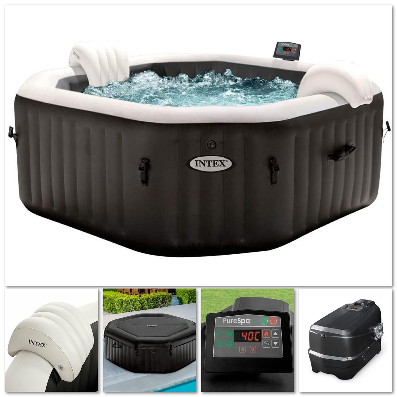Intex 28458 Whirlpool Pure SPA Bubble Jet Massage 201x71cm aufblasbar 4 Personen | WHIRLPOOLS ...